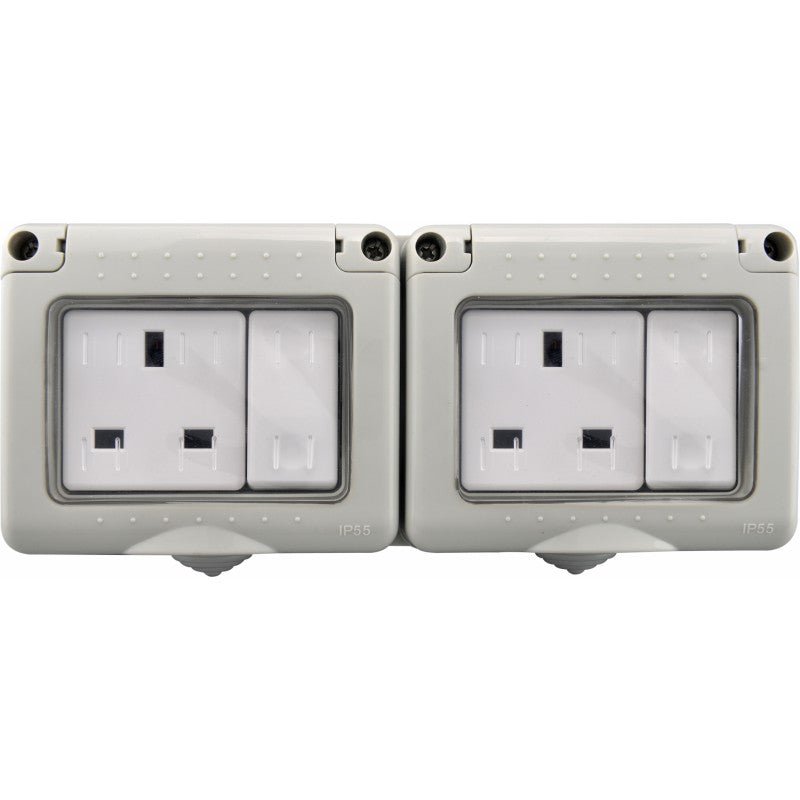 GEWISS 13A DOUBLE SOCKET IP55 GW27857G – Waterproof Dual Socket | Rimal ...